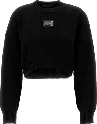 Dolce & Gabbana Femme, Pulls, Noir, Taille: 36 FR Pull en Tricot Court
