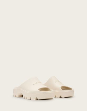 AllSaints Eclipse - Sandalen aus Gummi in Wei&szlig; mit Plateausohle