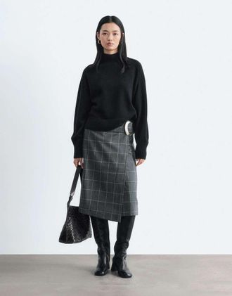 & Other Stories Pullover aus Woll- und Baumwollmix mit Stehkragen in Schwarz