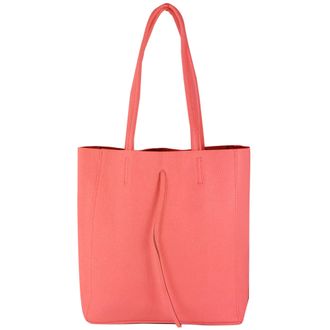 modamoda.de T253 - Ital. Henkeltasche mit Innentasche aus Leder, Farbe:Bubble Gum