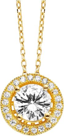 Julie Julsen Anh&auml;nger mit Kette 925 Silber vergoldet 23 Zirkonia wei&szlig;