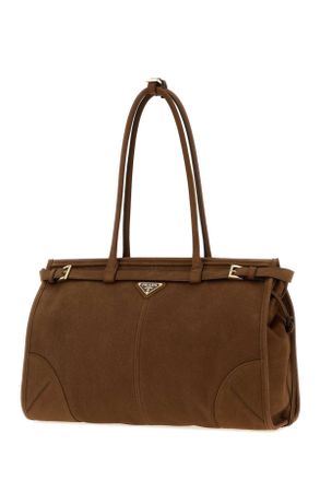 Prada Womens Brown Nabuk Large Prada Bonnie Shopping Bag Cacao Borse A Mano