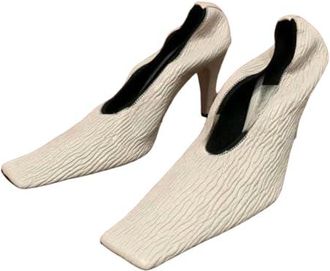 Generic JCVBN Chaussures simples r&eacute;tro blanches pour femme Motif z&egrave;bre T&ecirc;te carr&eacute;e Talons hauts Talons fins Chaussures confortables en cuir souple pour femme,