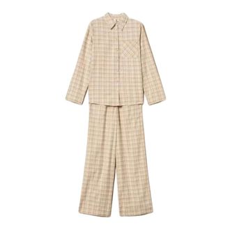 Twinset Femme, V&ecirc;tements de nuit et de d&eacute;tente, Beige, Taille: 38 FR Ensemble pyjama pantalon et haut &agrave; carreaux mannish