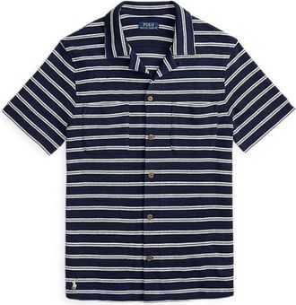 Polo Ralph Lauren Homme, Chemises, Bleu, Taille: L Chemise de camp ray&eacute;e en pointelle