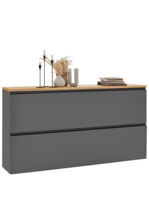 Dieter Knoll Collection H&auml;ngeschuhschrank, Grau, Eiche, Holzwerkstoff, Balkeneiche, furniert, 4 F&auml;cher, 160x83x31 cm, Made in Germany, Typenauswahl, Beim&ouml;bel erh&auml;ltlich, h&auml;ng
