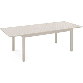 Oviala Table de jardin extensible en aluminium 8 &agrave; 10 places cr&egrave;me