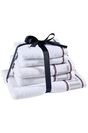 Tommy Hilfiger Frottierset Degree, Weiß, Textil, 5-teilig, Uni, Badtextilien, Handtuch-Sets