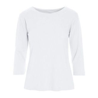 Bitte Kai Rand Wei&szlig;e Rippbluse mit &frac34; &Auml;rmeln - - Tops - Damen - Wei&szlig; - XS