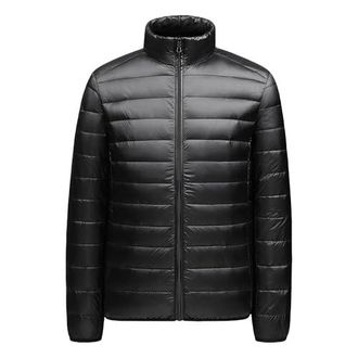 Generic Doudoune matelass&eacute;e l&eacute;g&egrave;re &agrave; col montant pour homme, manteau dhiver isol&eacute; pour homme, manteau d&eacute;contract&eacute; en duvet, noir 2, 4XL