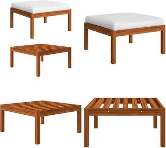 vidaXL Vidaxl - Garten-Fußhocker mit Auflage Akazie Massivholz - Gartenstuhl - Holzfußhocker - Outdoor Möbel - Lounge Set - Gartenlounge - Home & Living