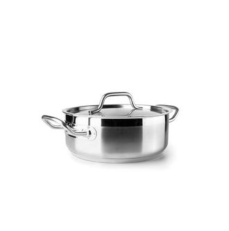 Ibili Casserole avec couvercle inox Ebbe 24 cm, acier inoxydable 18/10, convient pour induction, Argent M&eacute;tallique