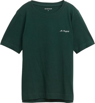 Tom Tailor Damen 1048083 Basic T-Shirt mit Herz-Print, 10771-Dark Pine Green, XL