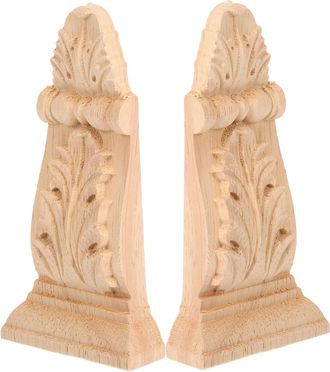 Cabilock 2 Stück Unlackierte Holzapplikation Geschnitzte Holzornamente für Möbel Stilvolle Europäische Dekoration Vielseitig für Schrank Tür Wand Naturfarbene 