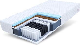 FDM Modena Taschenfederkernmatratze 140 x 200 cm 7-Zonen Höhe 22 cm Matratze Kokos Hochelastischer HR Komfortschaum Härtegrade H2/H3 (Mittelweich/Mittelha