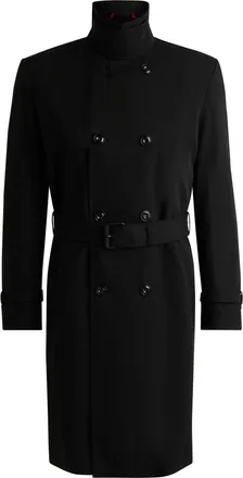 HUGO BOSS Herren Maluks2511 Wasserabweisender Trenchcoat mit G&uuml;rtel Schwarz001 46