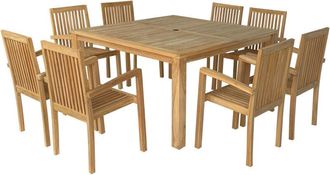 Happy Garden Teakholz-Gartenm&ouml;bel JAVA - quadratischer Tisch - 8 Sitzpl&auml;tze