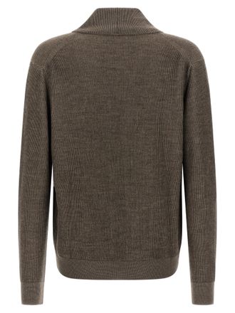 Brioni Vanis&eacute;-Weave Cashmere Cardigan - Brown