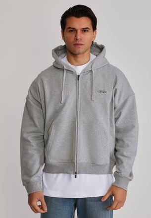Siksilk Herren Grau Melange Graphic Full-Zip Hoodie XXL