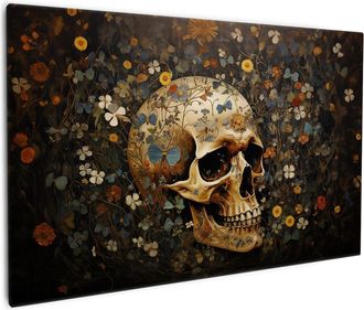 Wallario Leinwandbild Vergänglichkeit im Blütenmeer - Wandbild 60 x 90 cm: Kunstdruck | Brillante lichtechte Farben | hochauflösend | verzugsfrei