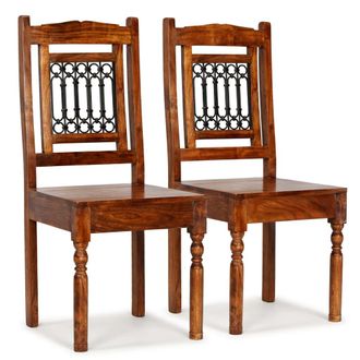 vidaXL Vidaxl - Sedie Da Pranzo Classiche 2 Pz In Legno Massello Finitura Ambra