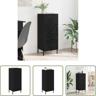 vidaXL Schubladen - Sideboard Schwarz Eichen-Optik 34 x 34,5 x 90 cm Holzwerkstoff