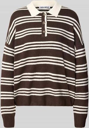 Review Oversized Strickpullover mit Polokragen