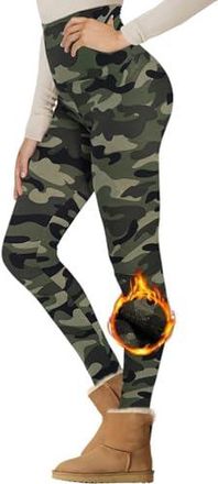 Onsoyours Femme Legging Thermique Doubl&eacute; en Polaire Legging Taille Haute Pantalon de Yoga et Fitness Legging de Sport Chaud Collants de Yoga A Camouflage S