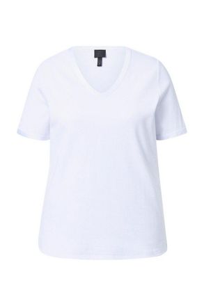 Ulla Popken T-Shirt T-Shirt Rippjersey Satinkante Slim Fit