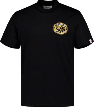 Replay Herren T-Shirt schwarz Baumwolle