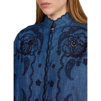 Zimmermann Chemise &agrave; broderie cachemire et bords festonn&eacute;s en coton