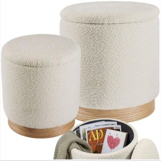 TecTake Tectake - Set 2 tabourets orchide tissu boucl&eacute; rembourr&eacute;s avec espace de rangement