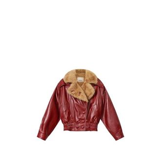 Isabel Marant Veste Valina en cuir brillant &agrave; col en shearling
