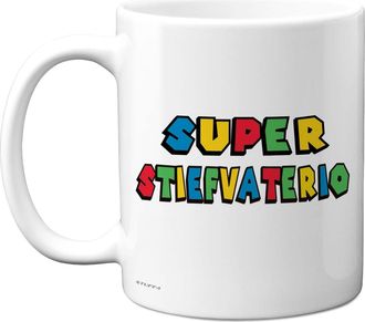 Stuff4 Super Stiefvaterio Tasse Stiefvater Geschenk - Lustige Geburtstagsgeschenke f&uuml;r Stiefvater, Weihnachten Geschenkidee - 11oz Kaffeetasse Keramik, Sp&uuml;lm
