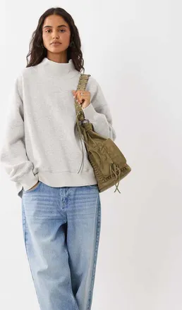 Abercrombie & Fitch Sweatshirt mit Stehkragen in Hellgrau