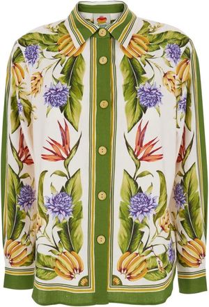 Farm Rio Farm Rio, Femme, Blouses et Chemises, Multicolore, Taille: 42 FR Tropical Scarf Shirt