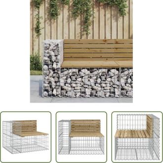 vidaXL vidaXL Gabionenbank - Gartenbank aus Gabionen 92x71x65,5 cm Kiefernholz Impr&auml;gniert