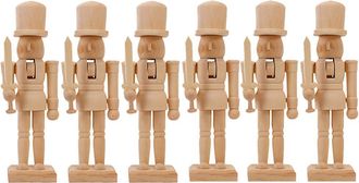 Amosfun Nussknacker aus Holz, blanko, 12 cm, 6 St&uuml;ck