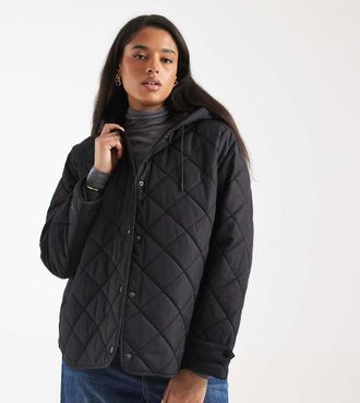 Only Steppjacke in Schwarz mit Kapuze