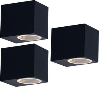 ETC Shop Lot de 3 spots extérieurs down spot lampes éclairage façade appliques terrasse alu noir