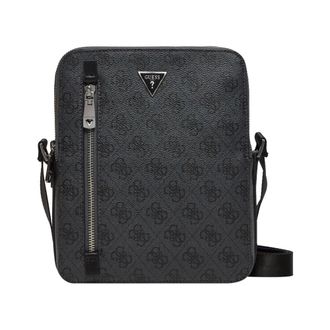 Guess Schwarze Leder Messenger Bag - - Bags - Herren - Schwarzk - ONE SIZE