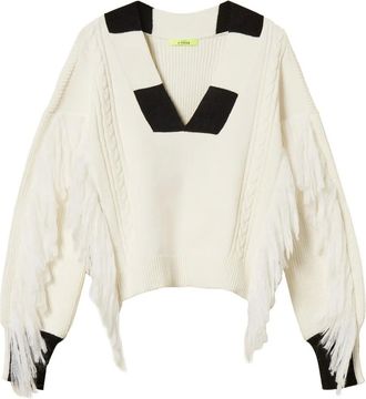 Twin-Set pull Myfo à franges - Blanc