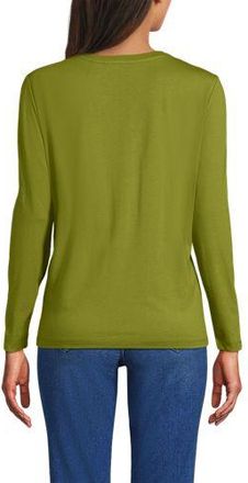 Lands End Langärmeliges Supima-Shirt mit Rundausschnitt, Damen, Größe:36-38 regular, Grün, by Lands End