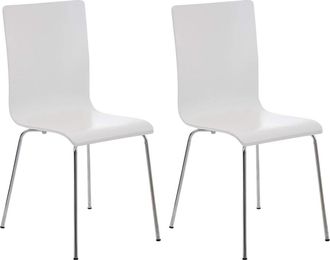 Clp 2er-Set Wartezimmerstuhl Pepe mit ergonomisch geformten Holzsitz und Metallgestell I 2X Konferenzstuhl I erh&auml;ltlich, Farbe:wei&szlig;