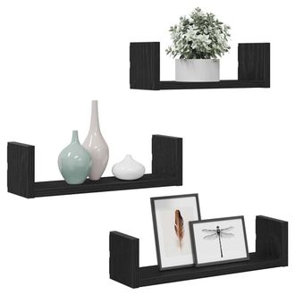 Generic 3X Wandregal U-f&ouml;rmig, H&auml;ngeregal, Lounge B&uuml;cherregal, Wandboard Dekoregal, Schweberegal, CD/DVD Regal, Wand Deko, Holzwerkstoff(Sonoma-Eiche 60x15x10