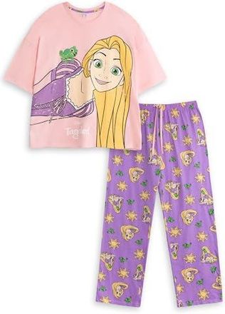 Disney Ensemble Pyjama Rose &agrave; Manches Courtes et Jambes Longues Raiponce pour Femme | V&ecirc;tements de Nuit imprim&eacute;s sur Le th&egrave;me du Film | Confortables et relax