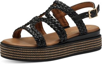 Marco Tozzi Damen Sandalen flach mit Schließe Plateau, Schwarz (Black), 40 EU