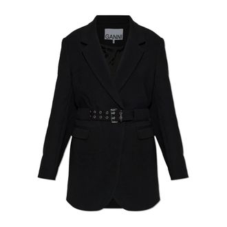 Ganni Femme, Vestes, Noir, Taille: 36 FR Blazer Cr&ecirc;pe Bond&eacute; Noir
