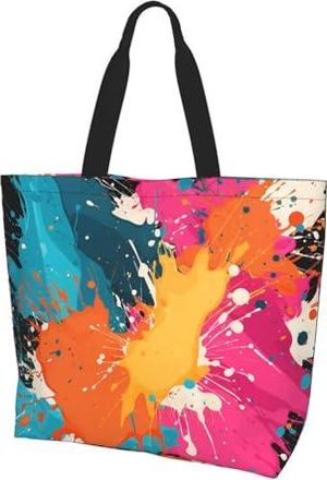 Generic Motif D&Eacute;claboussures De Couleur Sac Fourre-Tout L&eacute;ger Sacs De Courses D&eacute;contract&eacute; Sac Fourre Tout Pour Travail Shopping Plage