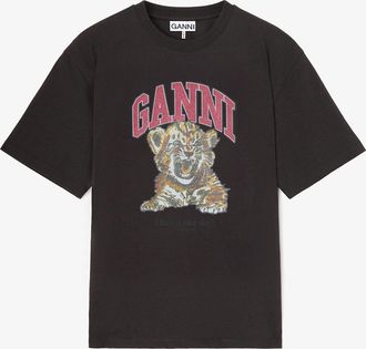Ganni T-shirt &agrave; imprim&eacute; tigre Multicolore Coton biologique - Taille XXS - Pour Femme